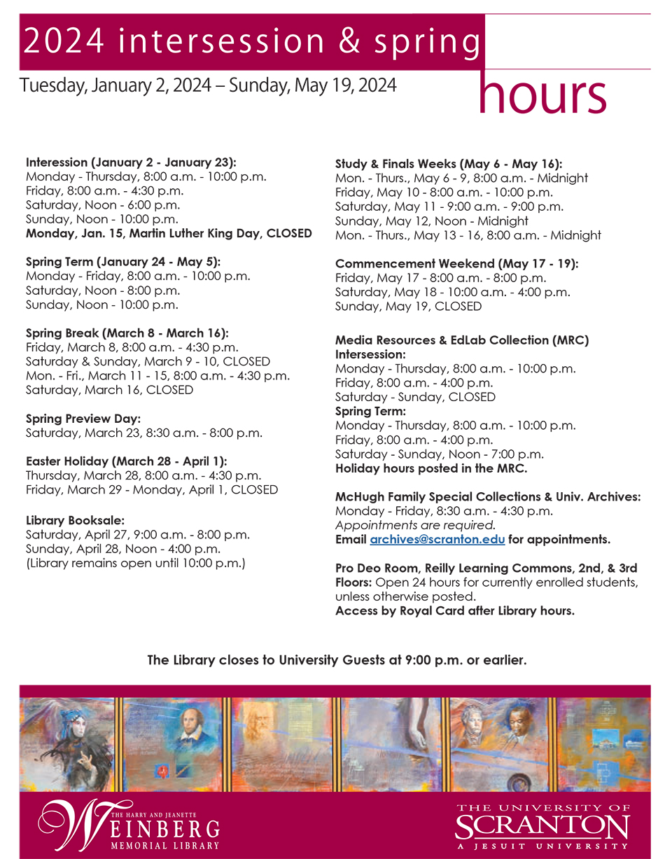Library Hours | About the Library | The Harry & Jeanette Weinberg ...